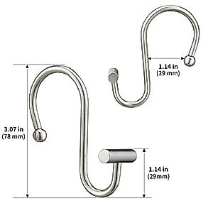 Nickel Shower Curtain Hooks,Rust Proof Shower Curtain Rings for Bathroom,T-Bar Metal Decorative Shower Curtain Hooks Hangers for Shower Curtain Rod,Set of 12