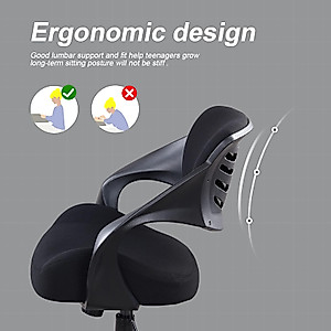 BOJUZIJA Ergonomic Office Computer Desk Chair,Lumbar Support 360°Swivel Task Chair-Black