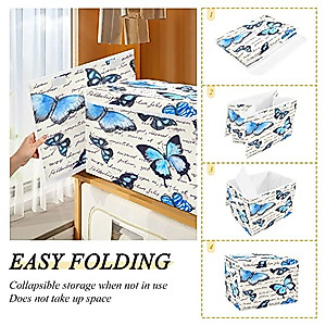 KEEPREAL Butterflies Storage Basket Bin with lid, Large Cube Storage Box Collapsible Storage Organizer for Home Office Closet - 16.5 L x 12.6 W x 11.8 H