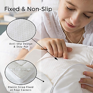 WhatsBedding 5 Inch Memory Foam Mattress Topper Queen Size, 100% Cotton Cover Breathable Fluffy Shredded Memory Foam Filled Pillow Top, Anti-Slip Bottom, 4 Anchor Elastic Bands, 80x60x5 Inch