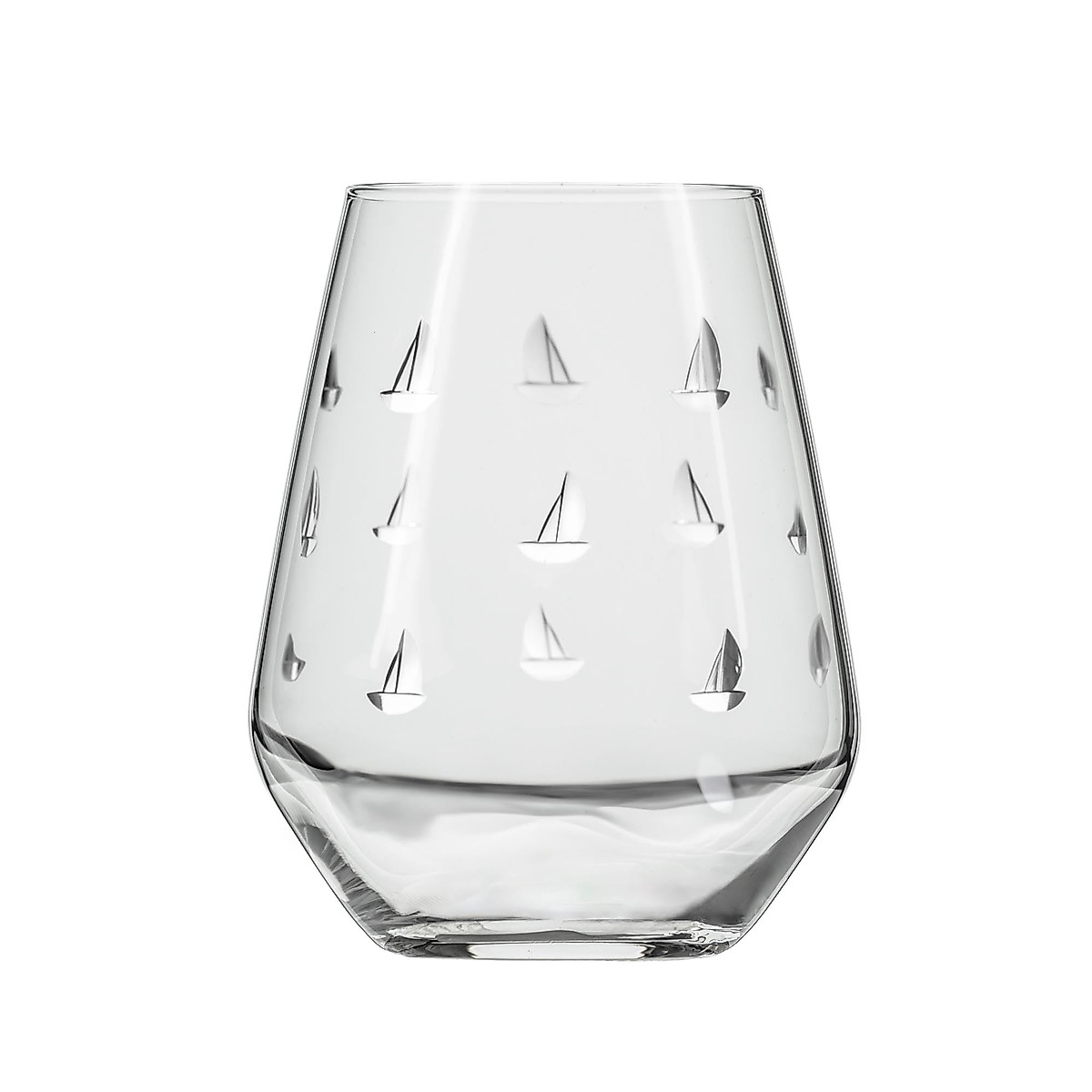 Rolf Glass Sailing Stemless Wine Tumbler 18 ounce | Stemless Wine Glasses Set of 4 | Lead-Free Crystal Glass | Etched Tumbler Glasses | Proudly Made in the USA