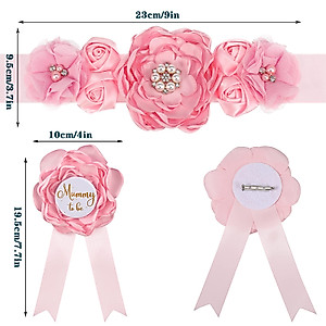 Chenkaiyang 3 Packs Baby Shower Decorations Maternity Sash Mummy to Be & Daddy to Be Corsage Pin Set Baby Shower Maternity Photography Gifts Pregnancy Flower Belly Belt Baby Welcome Party Gifts