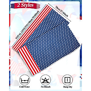 Tarpop 2 Pcs American Flag Patriotic Scarf Chiffon US Flag Scarf Long 4th of July Scarf Flag Shawl Independence Day(Bright Style)