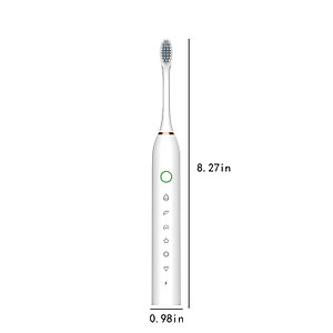 dazeni Sonic Electric Toothbrush with 8 Brush Heads for Adults and Kids, High Power Rechargeable Electric Toothbrushes, 6 Modes, 8 Hours Fast Charge for 15 Days, 2 Minutes Smart Timer (White)