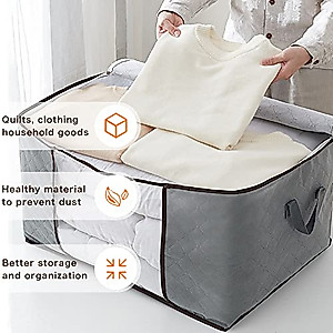 Clothes Storage Bags,Thickened Three-Layer Fabric Foldable Clothes Organizer Storage,Reinforced Handle,Sturdy Zipper,for Quilts,Blankets,Bedroom Storage,Under Bed Storage (Black, medium-3 packs)