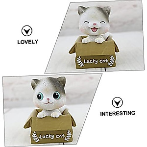 HEASOME 2pcs Cat Bobble Head Ornament Car Decoration Christmas Party Stocking Stuffer Auto Decorations Resin Cat Toy White Child Shake Your Head