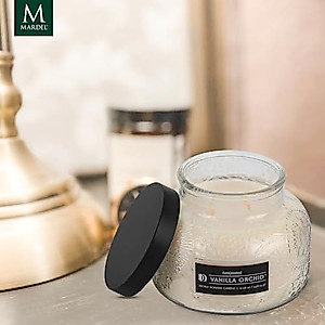 Vanilla Orchid Embossed Candle Jar (18 oz) - Refreshing aroma of invigorating fragrances - Large Dual Wick Embossed Glass Jar Candle for Relaxing - Sweet vanilla & orchid scented Candle Gift for Women