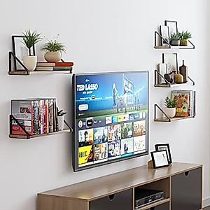 You Have Space Pydna 17" Floating Shelves for Living Room Decor, Bookshelf for Office, Bedroom Wall Shelves, Kitchen and Bathroom Shelves for Storage, Burnt, Set of 5