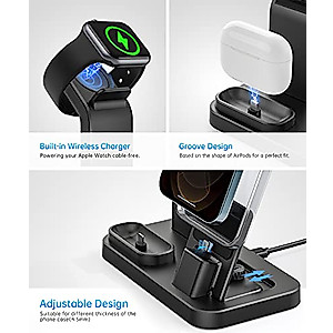 Tinetton 3 in 1 Charging Station Compatible with Apple Watch iPhone AirPods with 15W Adapter