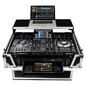 ODYSSEY FZGSPRIME4W2 Denon Prime 4 Flight Case with Patented Glide Laptop Platform & 2U Rack Spaces