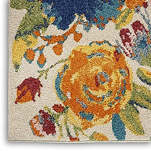 Nourison Allur Modern Floral Ivory Multicolor 4' x 6' Area -Rug, Easy -Cleaning, Non Shedding, Bed Room, Living Room, Dining Room, Kitchen (4x6)