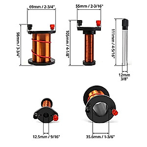 QWORK Demonstration Induction Coil with Primary Coil, Secondary Coil and Soft Iron Core Cylindrical Magnet for Physics Teaching, 2 Set