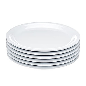 AmazonCommercial Melamine Oval Plate, 6 Piece Set, 6.5 Inch, White