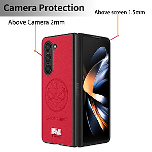 IRON SPIDER Case for Samsung Galaxy Z FOLD 5 5G, with Superhero character Compatible Galaxy Z FOLD 5 5G Leather Case RED