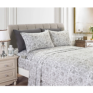 Elegant Comfort Luxury Soft Bed Sheets Paisley Pattern - 1500 Premium Hotel Quality Microfiber Softness Wrinkle and Fade Resistant (6-Piece) Bedding Set, Full, Grey