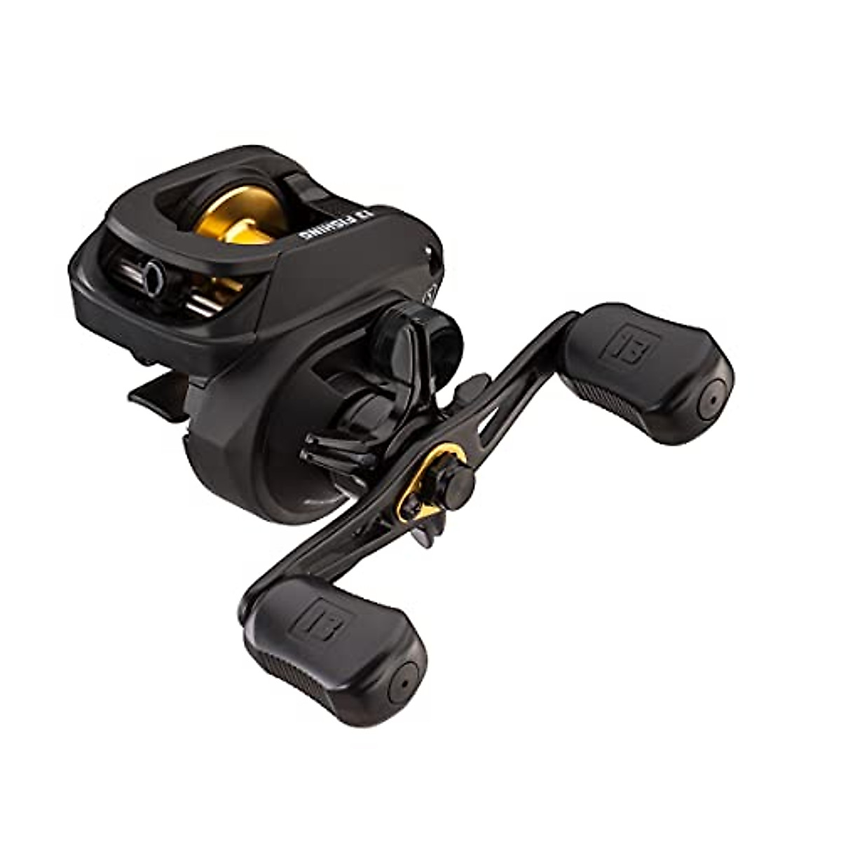 13 FISHING - Origin R1 Baitcast Reel - 8.1:1 Gear Ratio - Left Hand Retrieve (100 Size) (Fresh) - OR1-8.1-LH, Black/Gold
