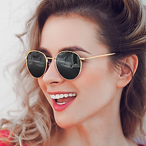 YWWPMDOF Round Sunglasses Women Men - Trendy Small Circle Polarized Sun Glasses UV Protection
