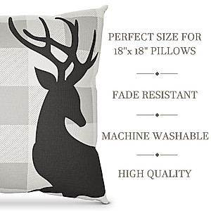 Beautiful Christmas Pillow Covers 18" x 18" - 4 Modern Farmhouse Design Throw Pillow Covers - These Buffalo Plaid Holiday Decor Accents are The Perfect Addition to Your Indoor/Outdoor Home Decoration