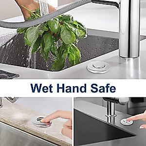 HK Garbage Disposal Air Switch Kit with Power Cord Kit, Sink Top Waste Disposer Stainless Steel On/Off Push 2.5" Button, Aluminum Alloy Power Module, Food Waste Disposals Replacement Parts