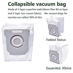 26 Replacement Parts for iRobot Roomba i7 i7+ i3 i3+ i4 i4+ i6 i6+ i8 i8+ j7 j7+/Plus E5 E6 E7 Robot Vacuum Accessories, 2 Multi-Surface Rubber Roller Brushes 8 Filters 8 Side Brushes 8 Vacuum Bags