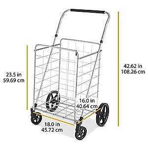 Whitmor Utility Cart with Adjustable Height Handle-Silver/Black