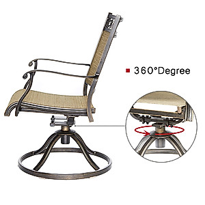 DALI 3 Piece Bistro Set, Handmade Contemporary Round Table Swivel Rocker Chairs Garden Backyard Outdoor Patio Furniture