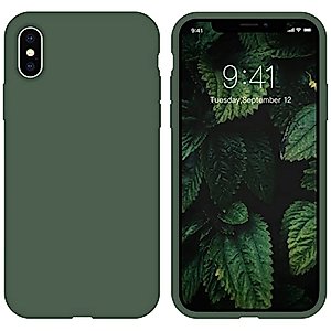 ZVastt iPhone X Case, iPhone Xs Case Liquid Silicone Gel Rubber Slim Phone Case Soft Anti-Scratch Durable Microfiber Lining Full Body Shockproof Protective Cover for iPhone Xs/X 5.8", Forest Green