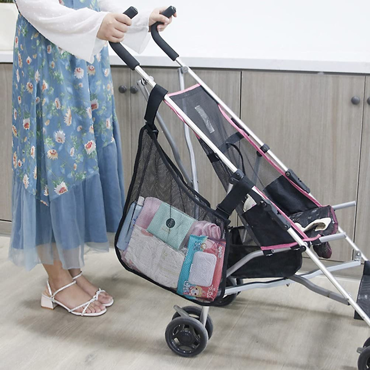 Toyvian Baby Stroller Organizer Stroller Mesh Net Hanging Bag Accessories Bag for Diaper Bottle Baby Toys Phone