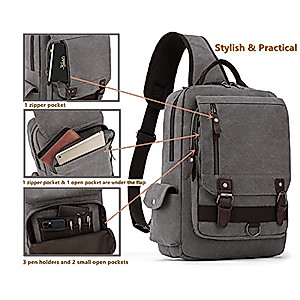 Leaper Canvas Messenger Bag Anti-Theft Crossbody Bags Sling Bag with USB Black, XL