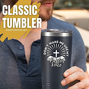 Onebttl Pastor Appreciation Tumbler - 20oz Stainless Steel for Ordination, Thank You, Men - Thanksgiving, Christmas, Birthday Gift - Don't Make Me Use My Pastor Voice