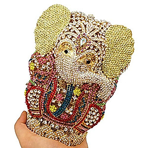 DEBIMY Animal Elephant Crystal Clutch Bag Sparkly Women Rhinestone Shoulder Bag Handbag Wedding Party Evening Clutch, Gold White