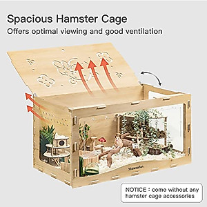 MEWOOFUN Large Hamster Cage Wooden Hamster Cage for Syrian Hamster (39.4" L X 19.7" WX 19.7”H) Acrylic Hamster Cage Without Accessories (Front-Opening)