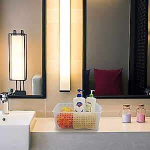 Qskely Large Plastic Storage Organization Bins Basket, Set of 3, Clear