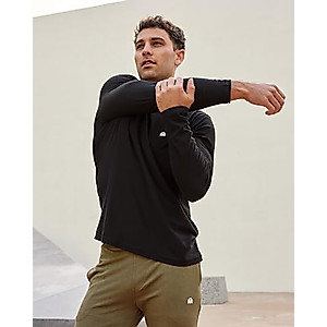 INTO THE AM Athletic Dri Fit Gym Shirt for Men - Performance Long Sleeve Minimal Basic Workout Shirt (Olive Green, X-Large)