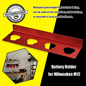 Huthbrother 2-Pack Battery Holder W/Screws for Milwaukee M12, 12V Battery Holder Milwaukee, Wall Mount for Milwaukee 12V Batteries