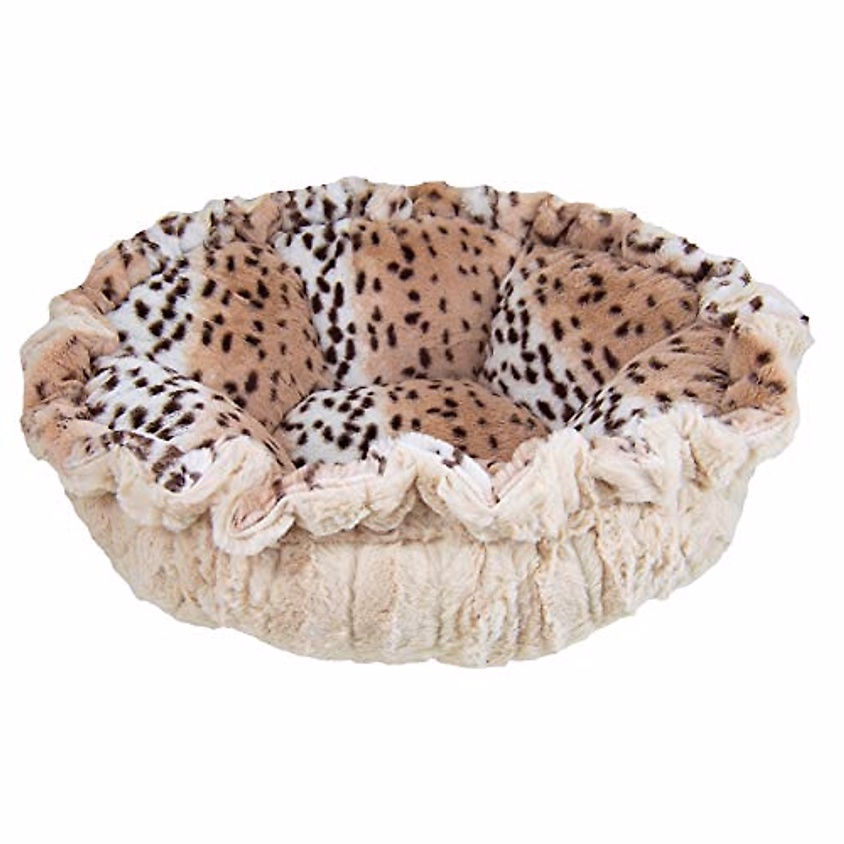 Bessie and Barnie Ultra Plush Aspen Snow Leopard/Natural Beauty Luxury Deluxe Dog/Pet Cuddle Pod Bed
