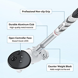 AMVR Golf Club Attachment Compatible with Meta/Oculus Quest 3S/Quest 3, Non-Slip VR Golf Handle Grip for Golf +, 80 Degree Design Keep Tracking （for Right Controller, Not for Charging Dock Battery）