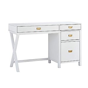 Linon White Modern Classic Side Storage Sadie Desk
