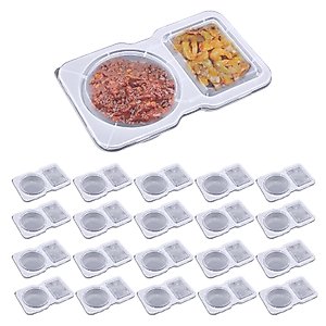 NQEUEPN 20pcs Double Condiment Containers, Square & Round Condiment Containers with Lids 2 Compartment Snack Containers Double Sauce Containers for Camping Travel, Easy to Clean