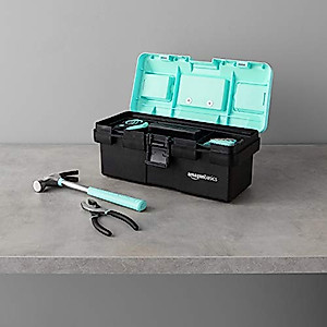 Amazon Basics Household Tool Set with Tool Storage Box - 150-Piece, Turquoise