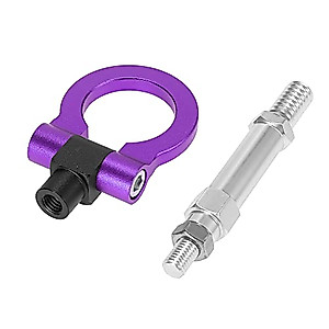 X AUTOHAUX Purple Aluminum Alloy Front Bumper Trailer Ring Eye Towing Tow Hook Screw for Volkswagen Golf GTI