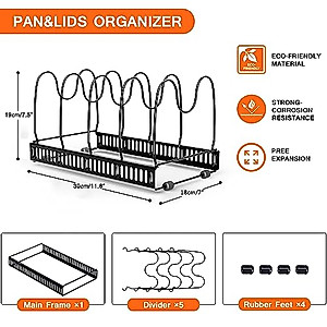 Mallnos Compact Pan Rack Organizer - Space-Saving Solution for Singles - Holds 4 Pans - Premium Iron Construction