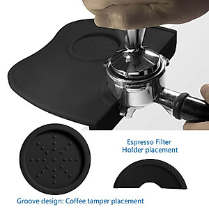 Handook Tamper Mat, Espresso Tamper Mat, 8.3 X 5.9 Inch Coffee Mat, Coffee Tamper Mat for Espresso Machine, Espresso Accessory, Barista Tools, Coffee Tamper Station, Espresso Pad for Counter (Black)