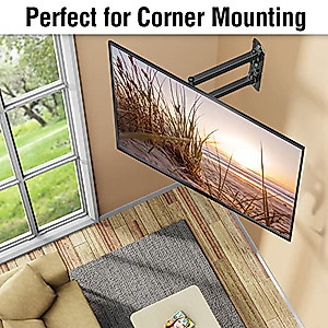 ELIVED Full Motion TV Wall Mount for Most 26-55 Inch Flat Curved TVs Up to 77 lbs, Swivel and Tilt TV Bracket with Articulating Arms, Perfect Center Single Stud Corner TV Mount, Max VESA 400x400mm