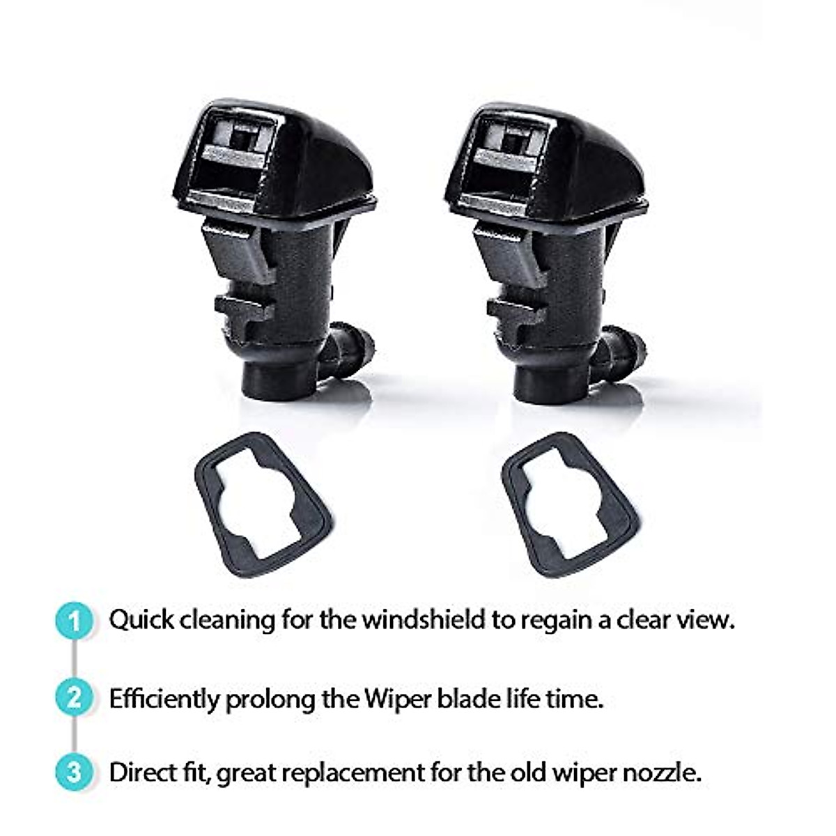 Front Windshield Washer Nozzles kit Replaces 55157319AA, 4806312AA Compatible with 08-12 Liberty, 06-10 Commander, 07-11 Dodge Nitro Spray Jet Kit 2 PCS