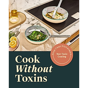 Caraway Nonstick Ceramic Mini Fry Pan With Glass Lid (1.05 qt, 8") - Non Toxic, PTFE & PFOA Free - Oven Safe & Compatible with All Stovetops (Gas, Electric & Induction) - Cream