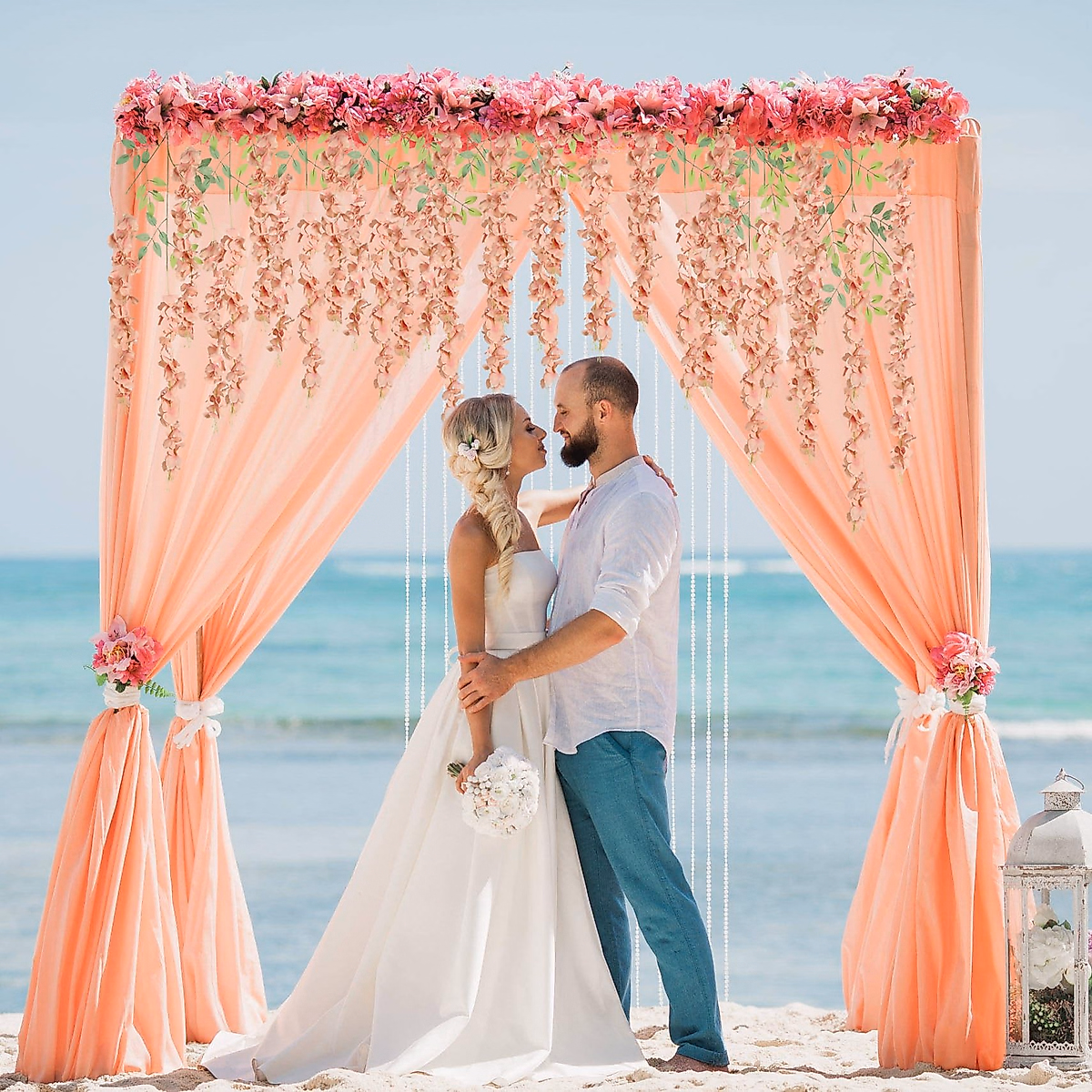 INSUNSIX Purple Wisteria Hanging Flowers, 6 Pack 3.6 Feet Fake Wisteria Garland Silk Wisteria Vine Flower for Wedding Party Garden Outdoor Home Decor (Purple)