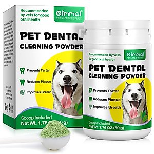 ALIVO Teeth Cleaning Powder for Dogs & Cats, Dental Powder for Pets Teeth Cleaning - Breath Freshener with Probiotics for Bad Breath, Plaque, Tartar - Dental Care Supplies for Small Dogs - 50g