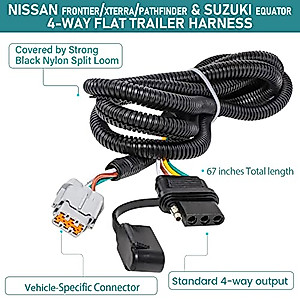 MECMO 4-Way Flat Trailer Wiring Harness for 2005-2022 Nissan Frontier 2005-2011 Nissan Pathfinder 2005-2015 Nissan Xterra 2009-2012 Suzuki Equator, Factory Tow Package Required