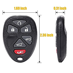 Key Fob Replacement Fits for 2007-2016 Chevy Silverado Suburban Tahoe Avalanche Equinox Express Traverse GMC Sierra Yukon Acadia Savana Cadillac Escalade Buick Enclave Saturn Vue Outlook, 6 Btn Set 2